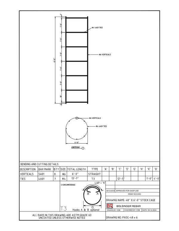 48” Rebar Pier Cage – 6 ft – Bolsinger Rebar Inc